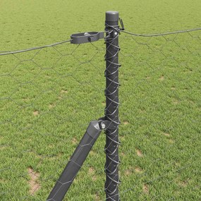 Hexagonální kotvení plotu 25 x 1 m Ocel potažená PVC Šedá 3352816