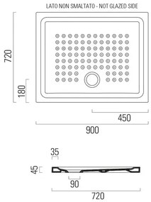 GSI Extra Flat Obdélníková keramická sprchová vanička 90 x 72 cm, bílá 438811