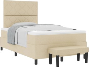 Postel s boxspringem s čelo Krémová 120 x 190 cm textil 3344133
