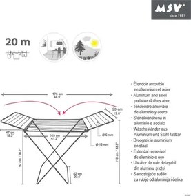 MSV sušák na prádlo 20 m / Sušák na prádlo / Sušicí plocha 20 m / Ocel