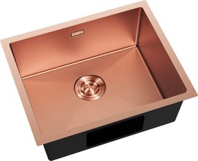 Mexen Trixo, 1-komorový nerezový dřez 540 x 440 mm, měděná matná, vzor voština, 6414541000-65HC