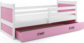 Falco Dětská postel Riky 90x200 s úložným prostorem, bílá/růžová