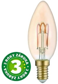 Prémiová designová retro LED žárovka E14 3W 180lm, EXTRA TEPLÁ, filament, ekv. 19W, 3 roky