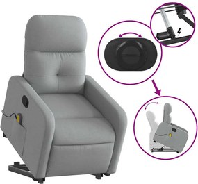 Zvedací masážní polohovací křeslo světle šedé textil 3206804