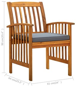 Zahradní jídelní židle 3 ks s poduškami masivní akáciové dřevo,  312131