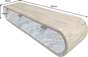 Designový závěsný TV stolek Callison 160 cm akácie / vzor kámen