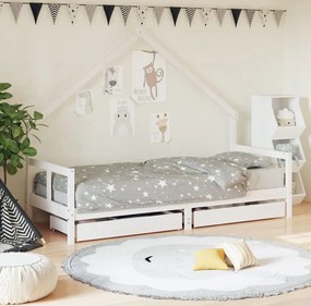 vidaXL Dětská postel se zásuvkami 80x200 cm masivní borové dřevo [834549] Barva: Bílá