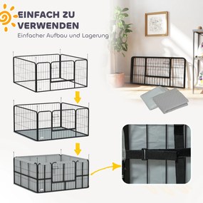 PawHut Cvičební Box pro Štěňata, Box se Zámkem, Oxford 600D Tkanina, Pratelná Podložka, Ohrádka pro Psy, Ocel, 122 x 60 cm, Černá
