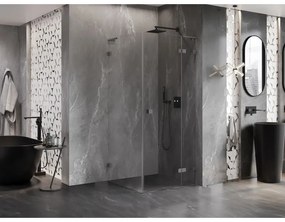 Mexen Lunar, L výklopný sprchový kout pravý 100 x 100 cm, 8mm čiré sklo, profil grafit broušený, 834L-100-100-66-00-P