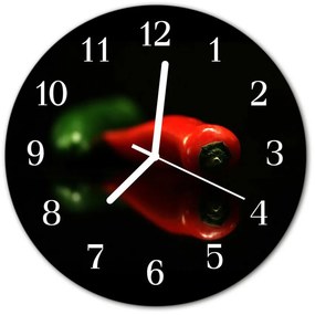 Skleněné hodiny kulaté paprika