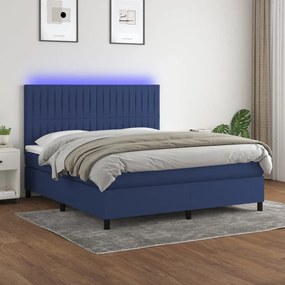 Box spring postel s matrací a LED modrá 160x200 cm textil 3135051