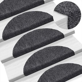 Schodové rohože samolepicí 5 ks 56 x 17 x 3 cm tmavě šedé, půlkulaté 149676