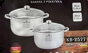2 Ks Gastronomických Hrnců Klonberg KB-2577 23,8/27,6 L, Průměr 38/40 CM