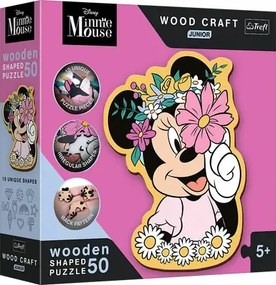 Trefl Wood Craft Junior - Puzzle - Ve světě Minnie Mouse / 50 dílků /