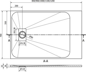 Mexen Hugo, SMC obdélníková sprchová vanička 110 x 70 cm, šedá, 42617011
