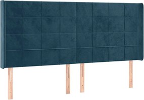 Box spring postel s matrací a LED tmavě modrá 160x200 cm samet 3139575