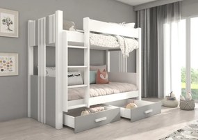 Patrová dvoulůžková postel s matracemi ARTA 200x90 – šedá