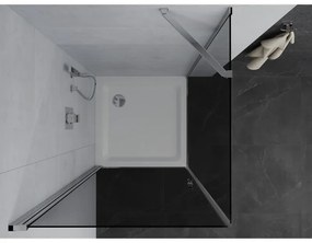 Mexen Pretoria sprchový kout s otočnými dveřmi 90 x 90 cm, grafitově černá , Chromovaná + vanička do sprchového kouta Flat - 852