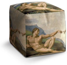 Sablio Taburet Cube Stvoření Adama - Michelangelo Buonarroti: 40x40x40 cm