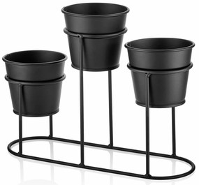 KALUNE DESIGN set 3 květináčů MIOLE černý 742TMA8868