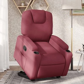 Zvedací polohovací křeslo vínové textil 3204371