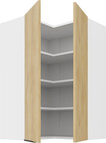 CREMONA bc | horní kuchyňská skříňka 60x60 GN-90 2F (90°) rohová s policemi | VYSOKÁ | 60x60 cm | bílá/cremona