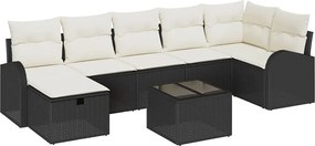 Set pohovek s polštářem s úložištěm Černá a krémová polyratan 3359106