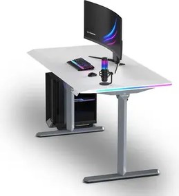 ULTRADESK QUEST šedá-bílá / Herní stůl / 140 × 70 cm / elektricky nast