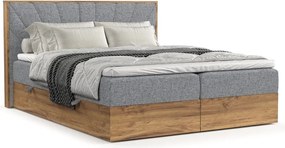 Boxspring postel s úložným prostorem v šedo-přírodní barvě 200x200 cm Asahi – Maison de Rêve