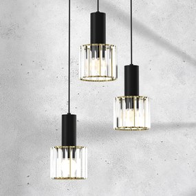 Závěsné svítidlo Cristal, 3x transparentní křišťálové stínítko, b/g, o