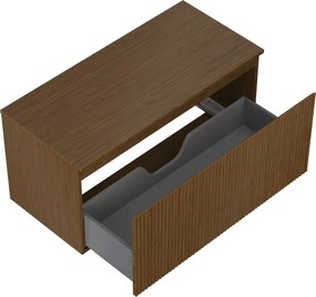 Mexen Rivel, koupelnová skříňka 100 cm s horní částí, 1 zásuvka, drážkovaná, ořech, 91A20-10047-1-BFC86