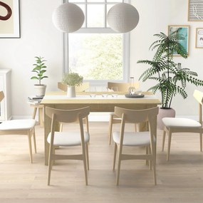 HOMCOM Moderní jídelní stůl obdélníkový pro 4-6 osob, nosnost 100 kg, pro obývací pokoj 140x89,5x75 cm bílý a dubový