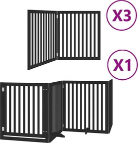 Zábrana pro psy s dvířky skládací 10 panelů černá 800 cm topol 3155687