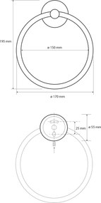 Sapho, X-ROUND BLACK držák ručníků kruh, černý, XR411B