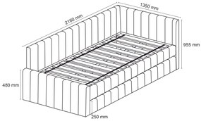 Čalouněná postel COMFINO VELVET s přistýlkou 120x200 cm tmavě šedá