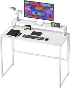 HOMCOM skládací psací stůl s podstavcem na monitor, ocelový rám, 100 x 48 x 87,5 cm, bílý