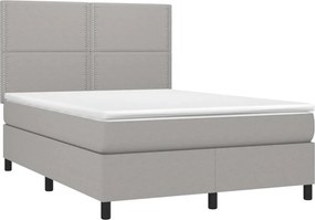 Box spring postel s matrací světle šedá 140 x 190 cm textil 3141689