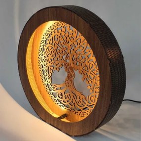 Dřevěná lampa Strom života – keltský design, ruční výroba| SENTOP LED0596