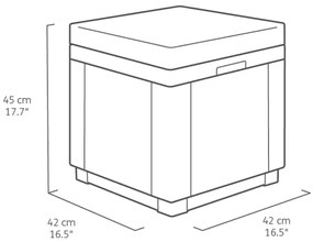 Petromila Keter Cube úložný puf s poduškou grafitový