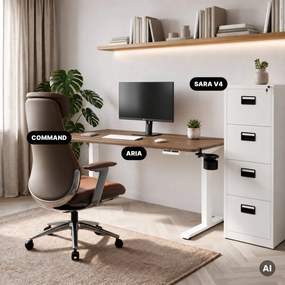 Elektrický stůl s nastavitelnou výškou ergonomický bílý/ořech,1400x700 mm: ARIA