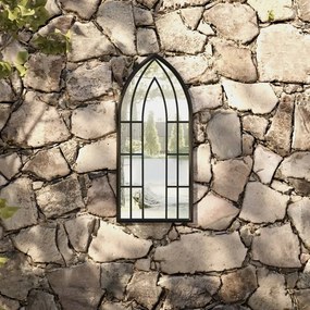 Zahradní zrcadlo černé 70 x 30 cm železo pro použití venku 318356