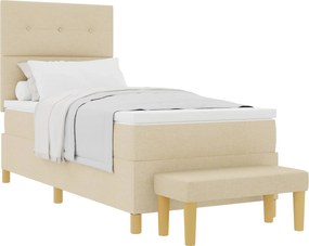 Postel s boxspringem s čelo Krémová 190 x 90 cm textil 3344266