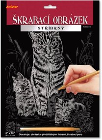 _Ostatní 1_ Obrázek vyškrabovací Zvířáta stříbrný kreativní set se škrabacím perem 3 druhy 22988745