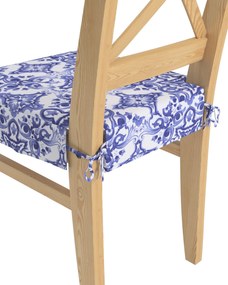 Sedák na židli IKEA Ingolf barva modrá látka vzorované
