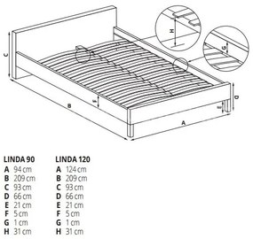Stylová postel LINDA 120