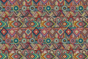 DIMEX | Vliesová fototapeta Indiánský vzor MS-5-2503 | 375 x 250 cm | modrá, červená, bílá, žlutá, růžová
