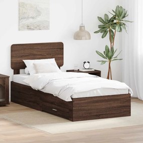 Rám postele se zásuvkou Hnědý dub 75 x 190 cm Kompozitní dřevo 3412442