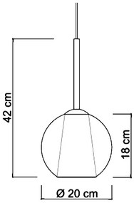 Sikrea 5384 Emy, moderní závěsné svítidlo z ručně foukaného kouřového skla, 1xE27, Ø20cm