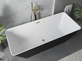 Mexen Velo Slim, volně stojící vana 170 × 75 cm, bílá lesklá, zlatý matný přepad, 52811707500-55