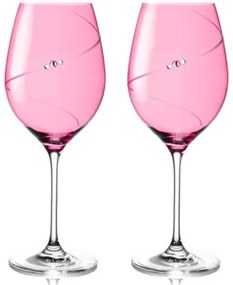 Diamante sklenice na červené víno Silhouette City Pink s krystaly Swarovski 470 ml 2KS